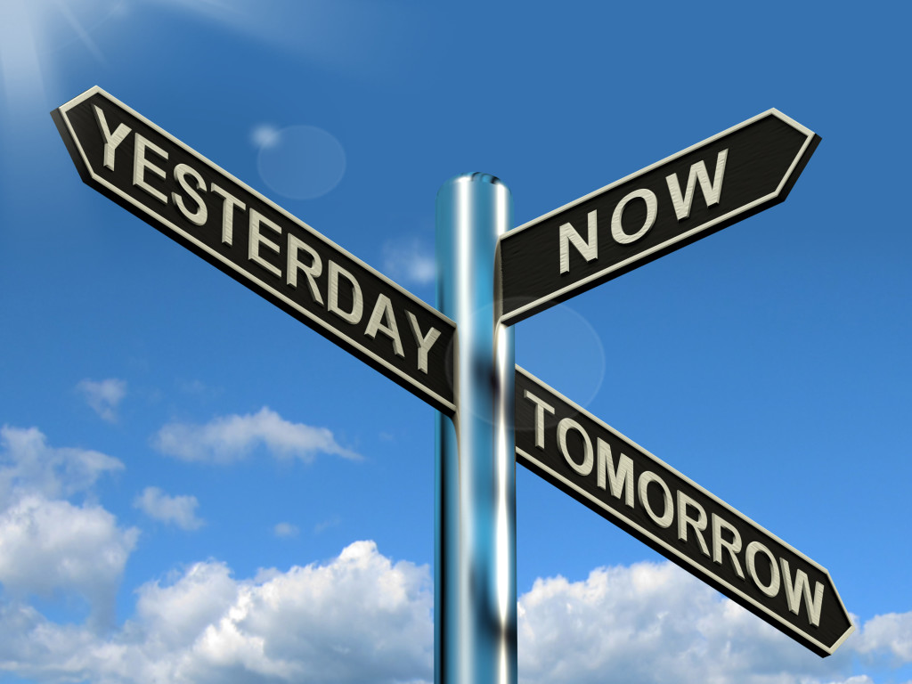 Yesterday Now Tomorrow Signpost Showing Schedule Diary Or Plan - Warren ...